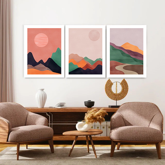 Set 3 Tablouri Pastel mountains