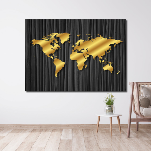 Tablou Harta Lumii gold efect