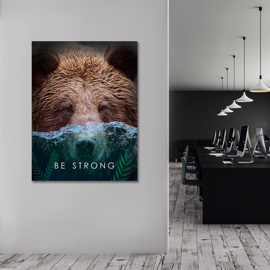 Tablou Motivational - Be strong (bear)
