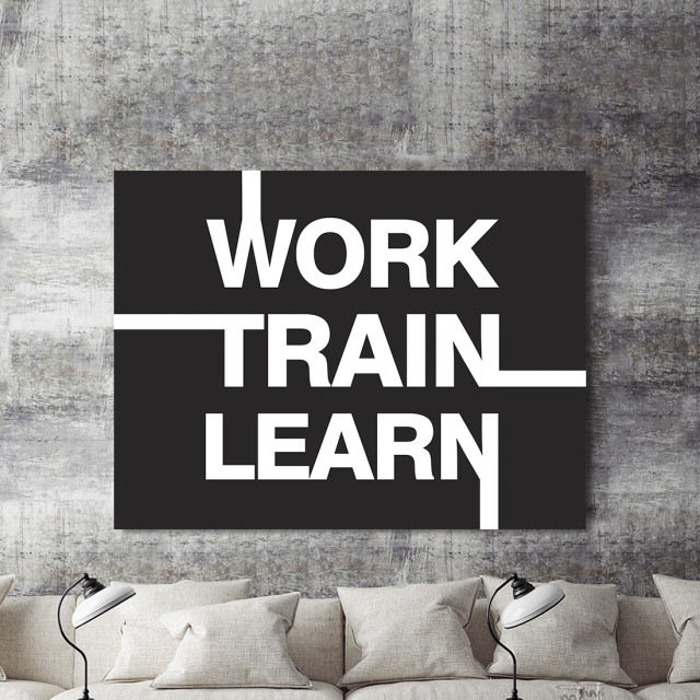 Tablou Motivational - Work, Train, Learn