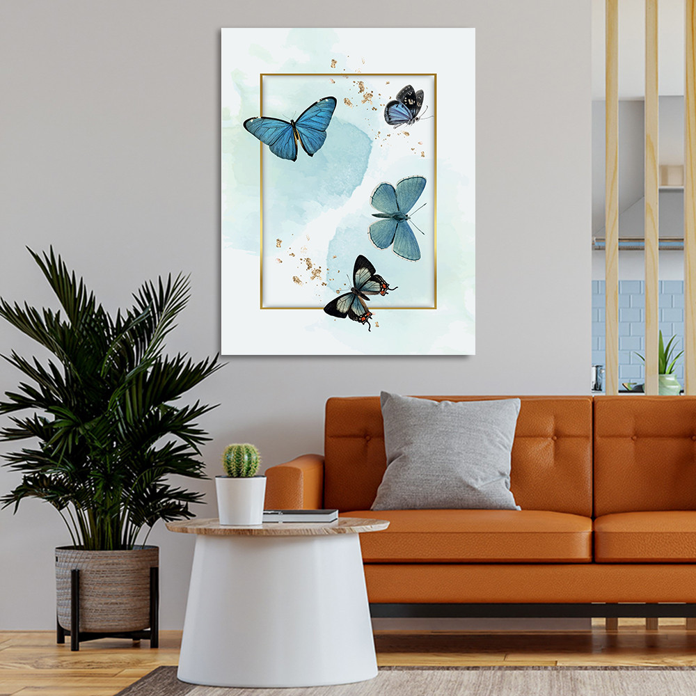 Tablou Butterflies and golden frame