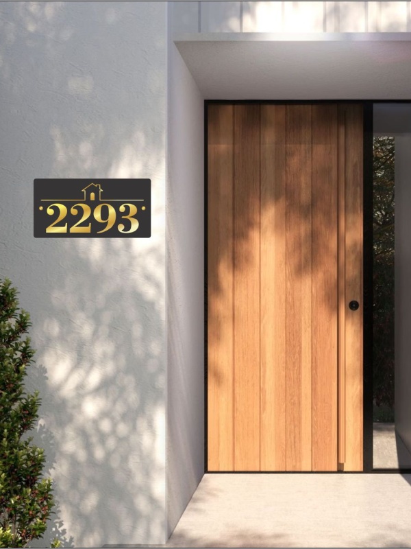 Numar de casa personalizat 15x30cm dublustrat cu distantieri si casa