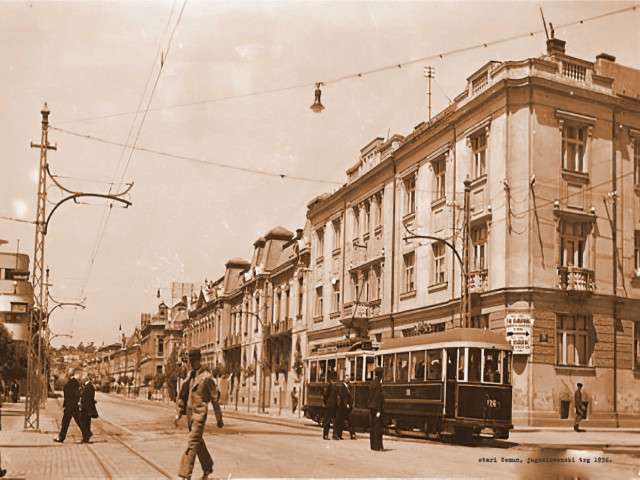 Stari Beograd, zemun jugoslovenski trg 1936., dimenzije slike: 30x40cm ...