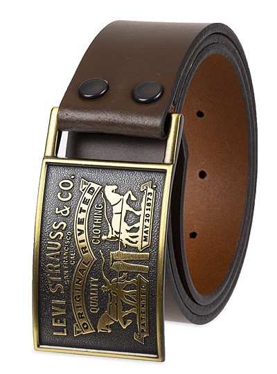 Levis Original Leather Belts Two Horse Brown