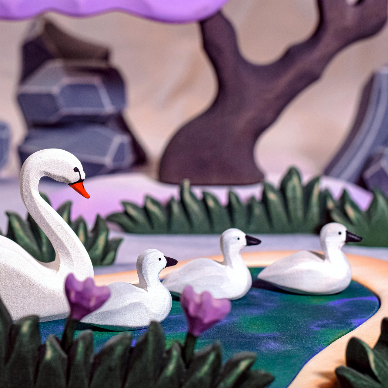 Cygnet Wooden Figure – Handcrafted Elegance by Bumbu Toys