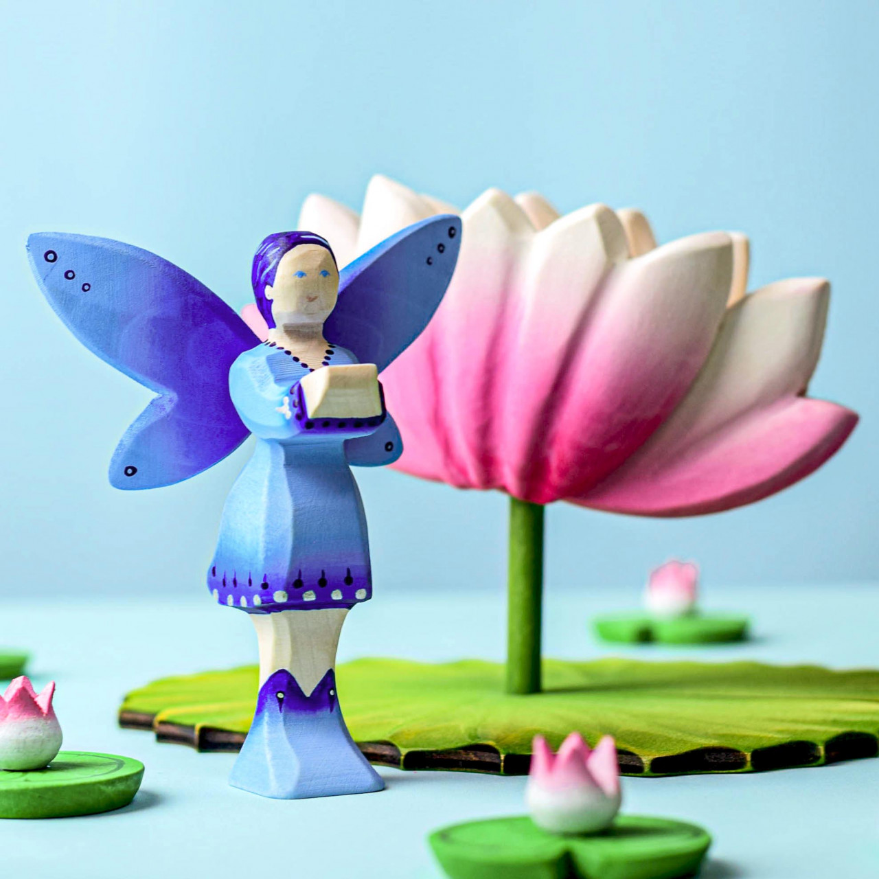 Wooden Lotus Flower Sculpture | Serene Decor | BumbuToys