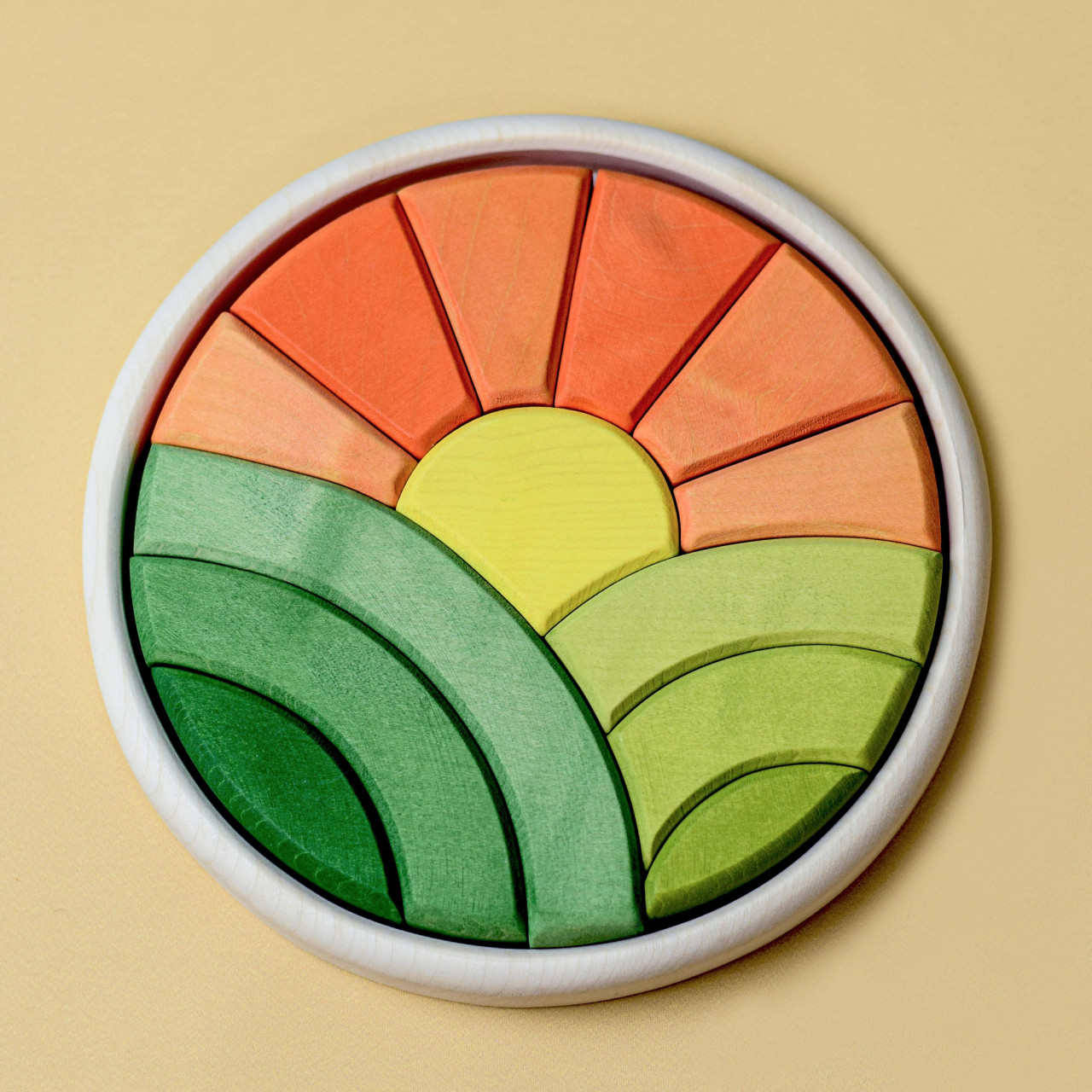 Round Puzzle Hill and Sun | Eco-Friendly Wooden Toy | BumbuToys