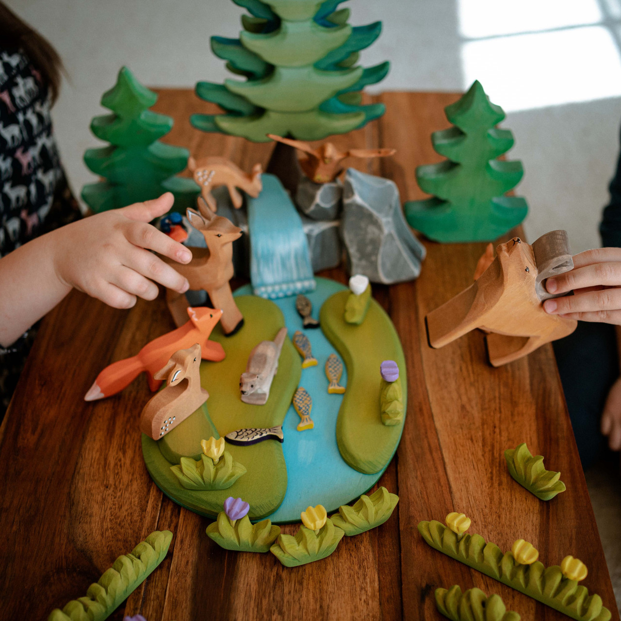 Grass with YELLOW Flowers Large - Vibrant Handmade Wooden Toy Set ...