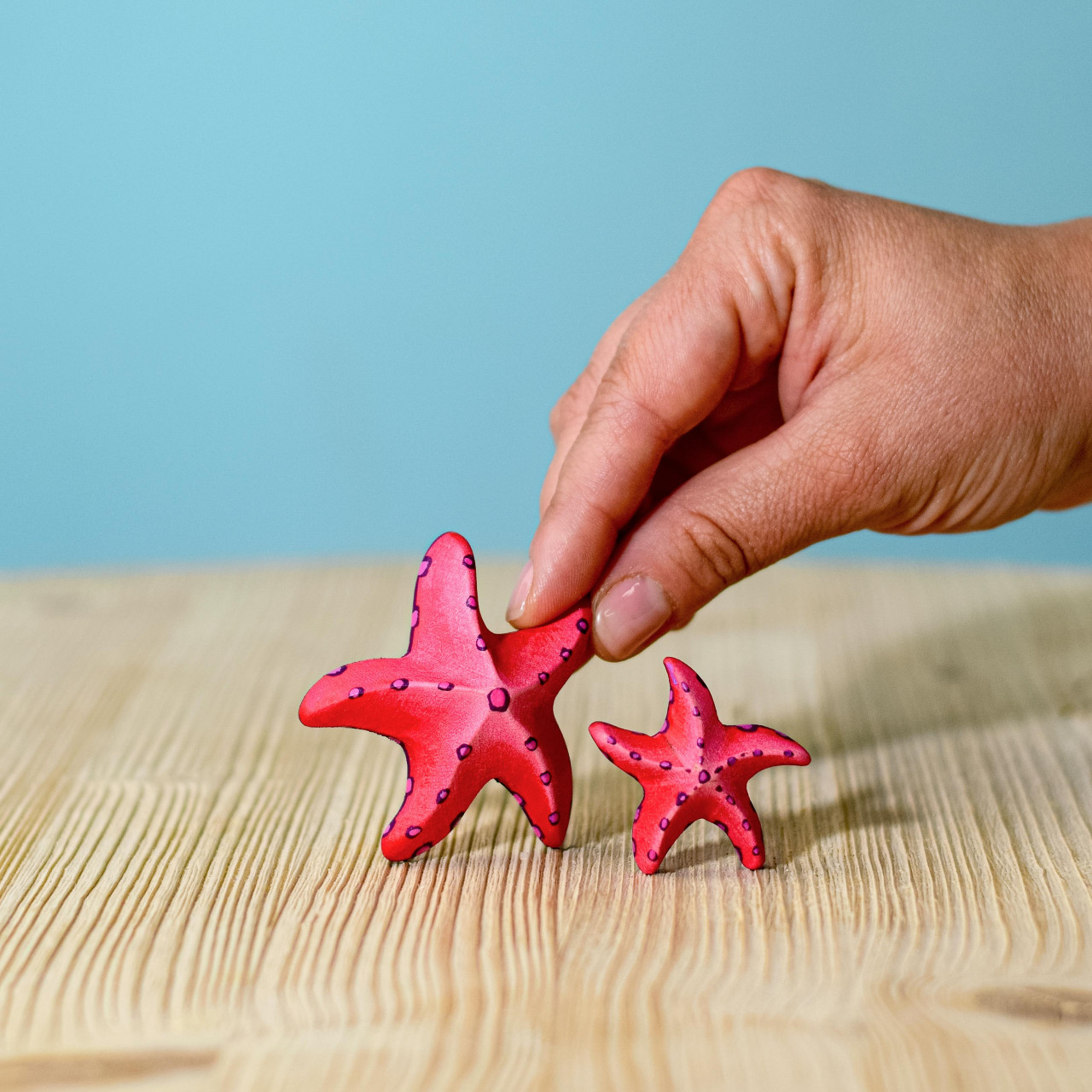 Red Starfish Set | Eco-Friendly, Handcrafted Marine Toys by Bumbu Toys