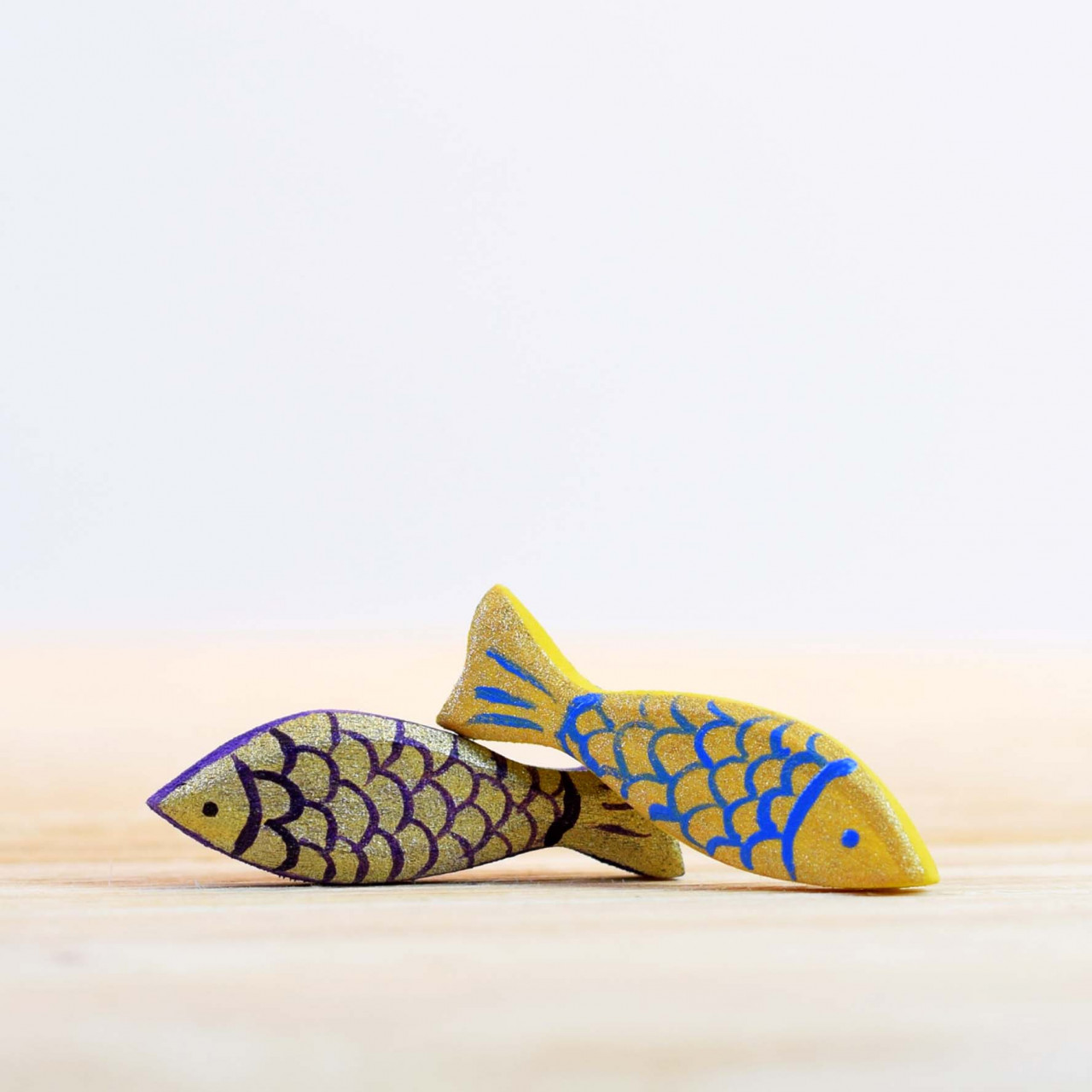 Hand-Painted Trout Fish Purple Wooden Figure | BumbuToys' Colorful ...