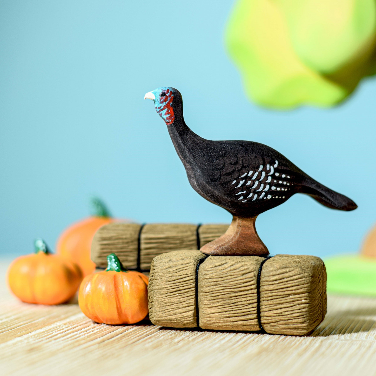 Turkey Hen Wooden Figurine - Eco-Friendly Farmyard Toy by BumbuToys