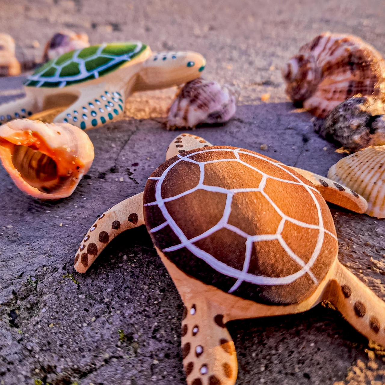 Turtle Green Figurine - Hand-Painted and Eco-Friendly by BumbuToys
