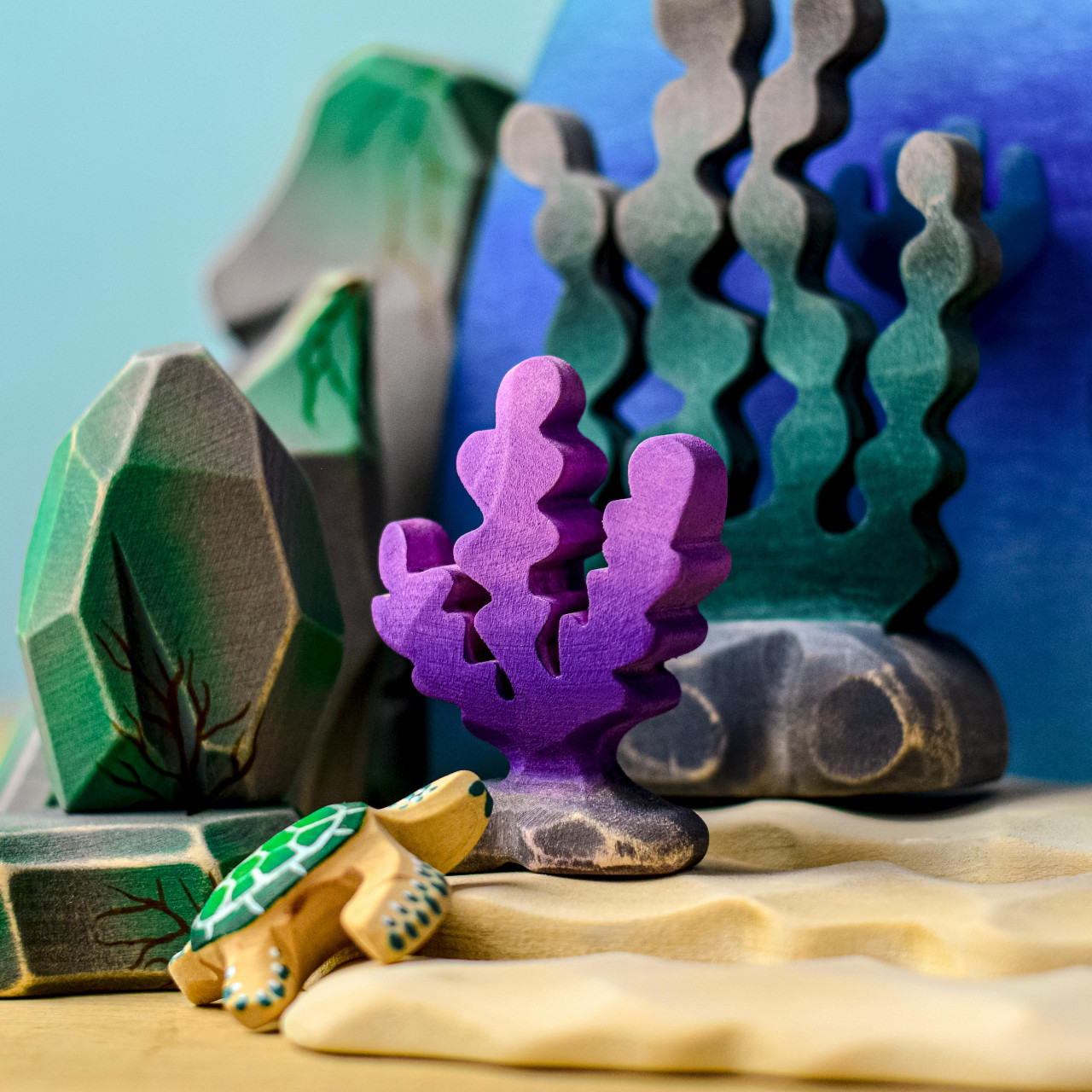 Deep of the Ocean Set | Handmade Wooden Marine Life Toys | BumbuToys
