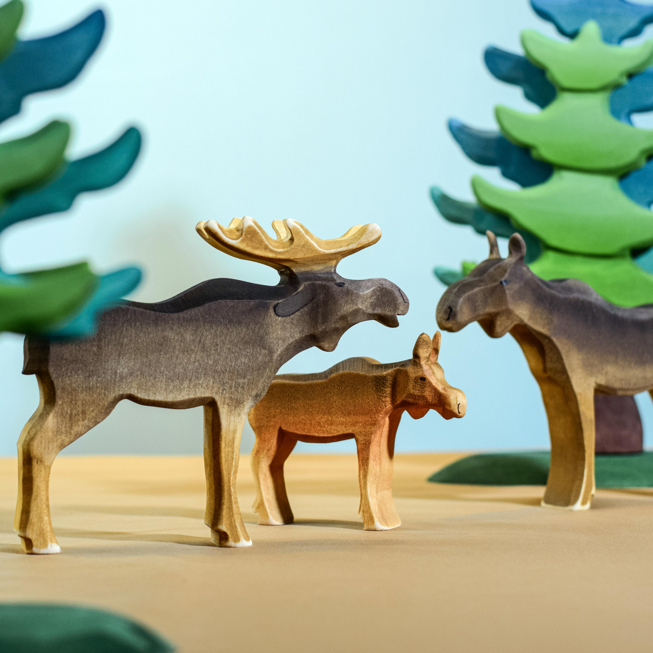 Moose Female Wooden Figure | Eco-Friendly Wildlife Toy | BumbuToys