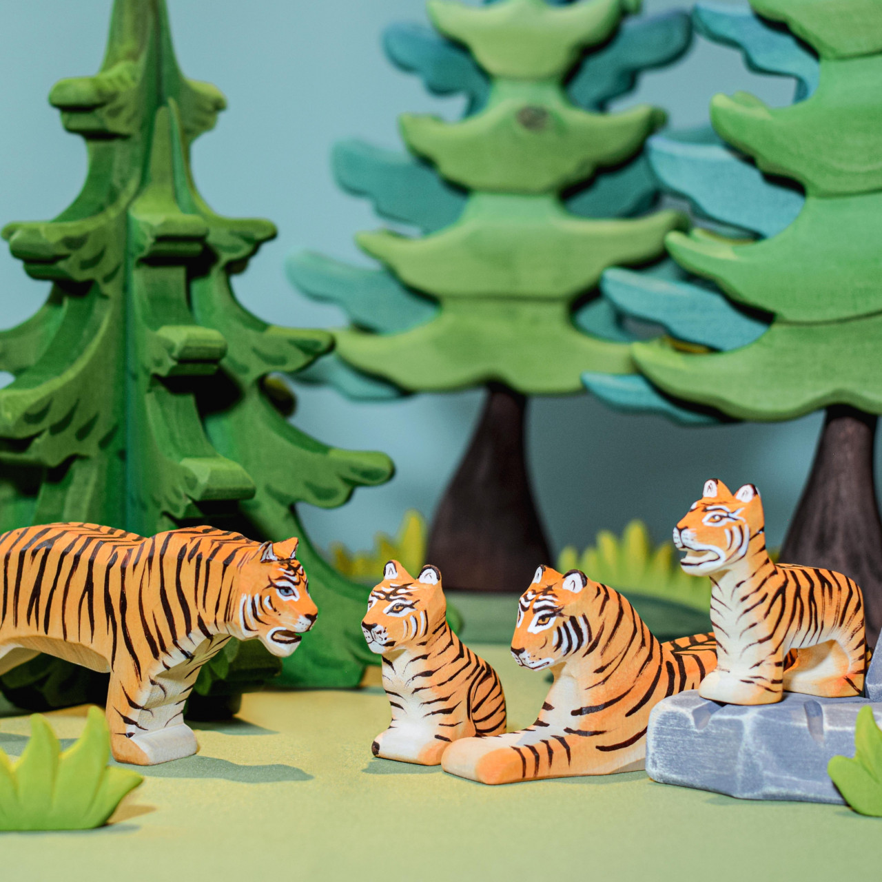 BumbuToys Tiger Cub Standing - Eco-Friendly & Artisanal Wooden Toy