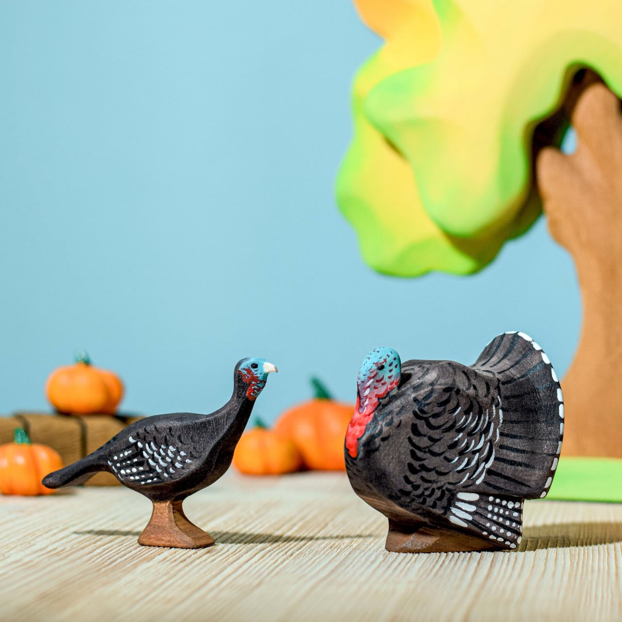 Turkey Hen Wooden Figurine - Eco-Friendly Farmyard Toy by BumbuToys
