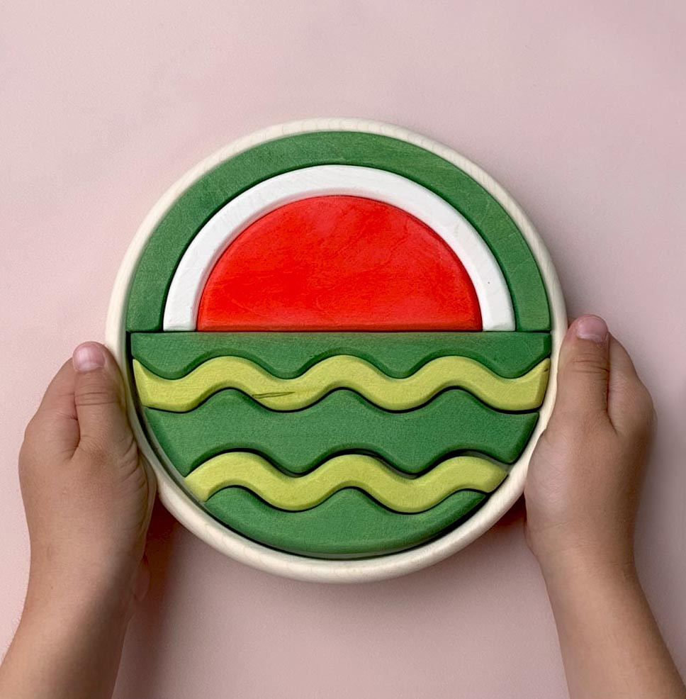 Round Puzzle Watermelon | Eco-Friendly Wooden Toy | BumbuToys