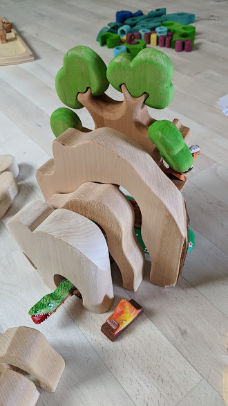 Natural Wooden Cave Play Set | BumbuToys' Geological Exploration Series