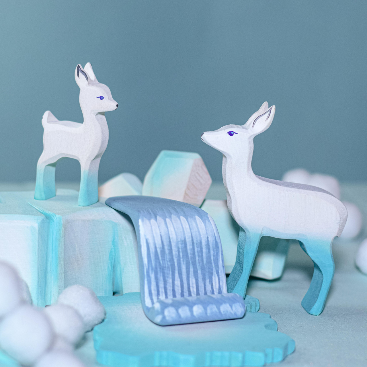 Hand-Painted 'Deer White-Blue' Toy - Stylish & Eco-Friendly