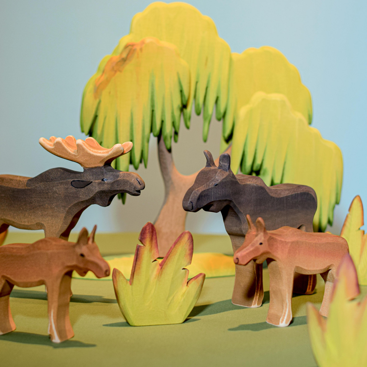 Moose Male Wooden Figure | Handcrafted Wildlife Toy | BumbuToys
