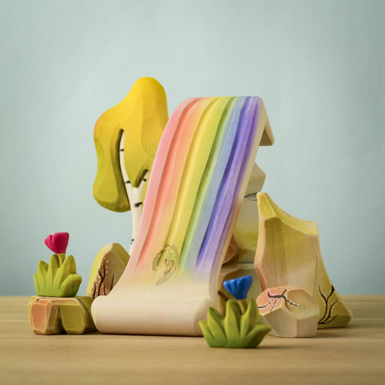 Rainbow Waterfall – Handcrafted Wooden Playset for Imaginative Play ...