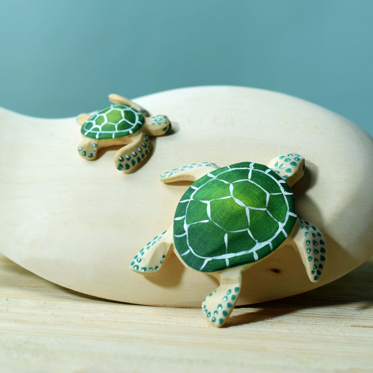 Turtle Green Figurine - Hand-Painted and Eco-Friendly by BumbuToys