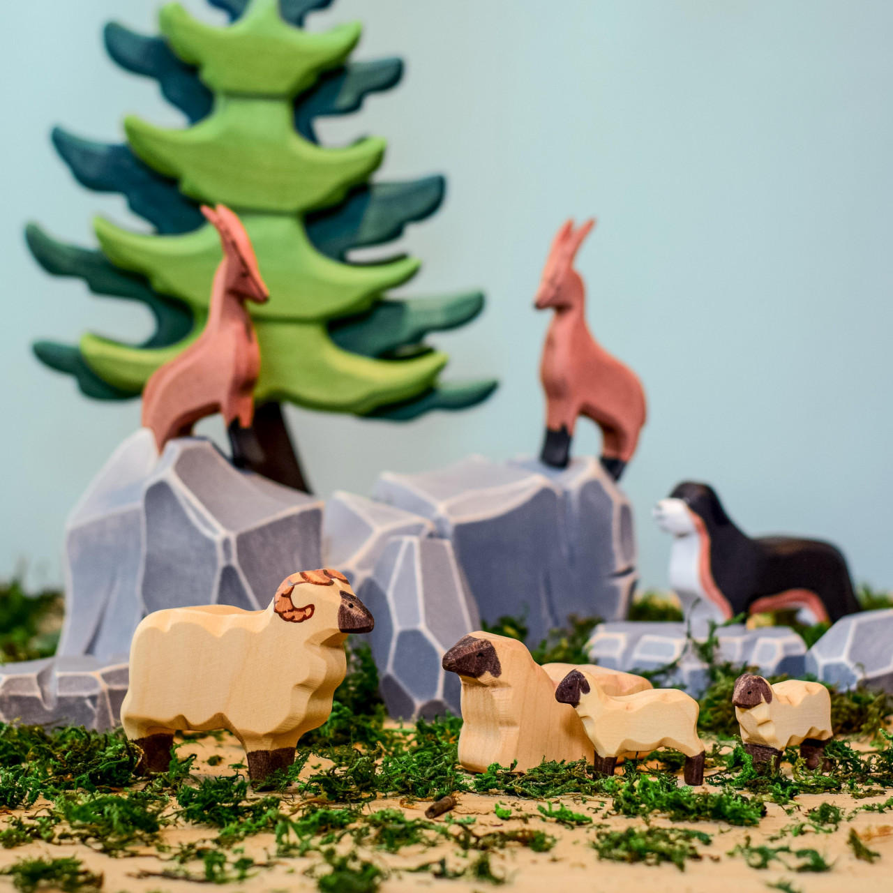 Flock of Sheep Set - Artisanal Handcrafted Wooden Toys by Bumbu Toys