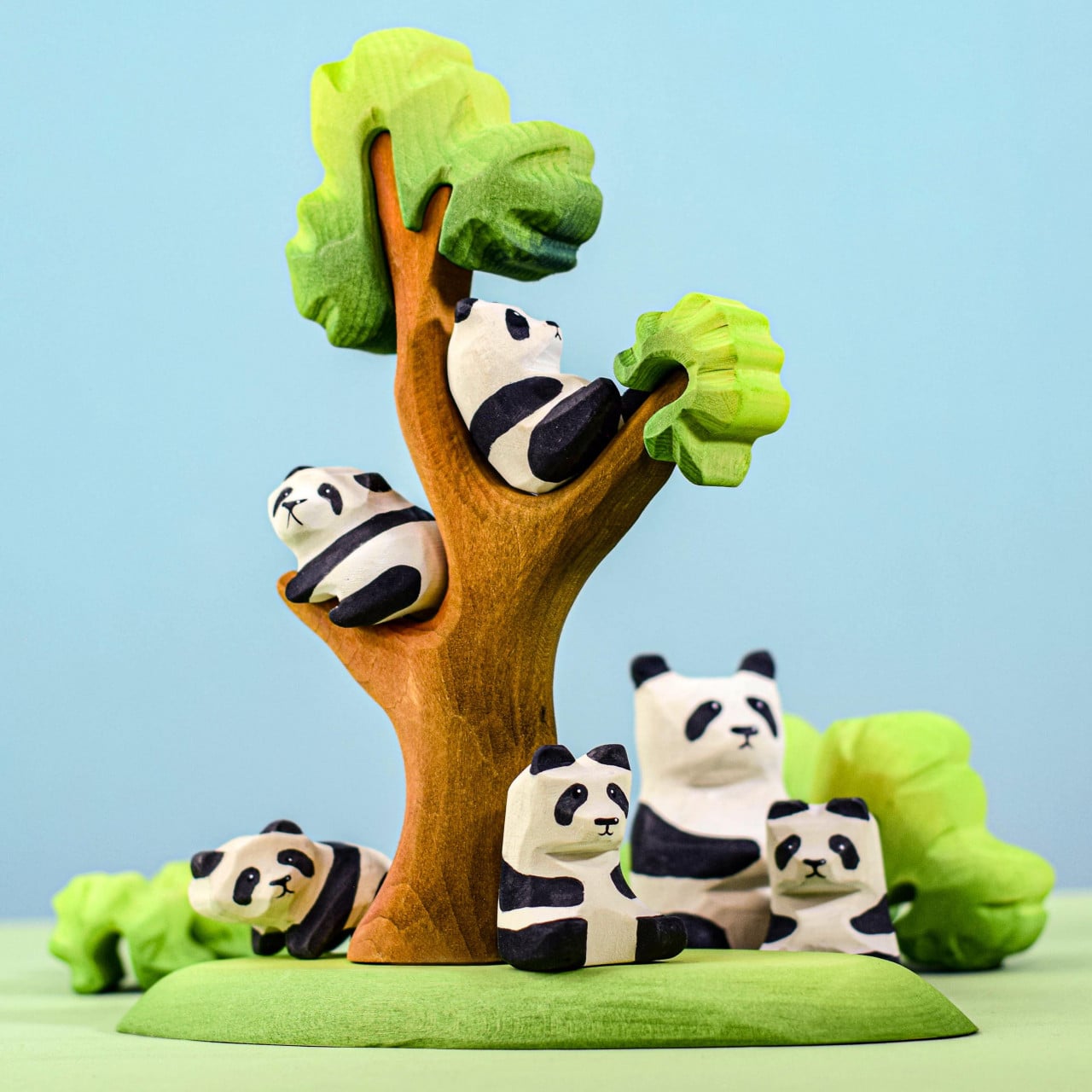 Panda Bears Family and Tree SET | Charming Wooden Toy Set | BumbuToys