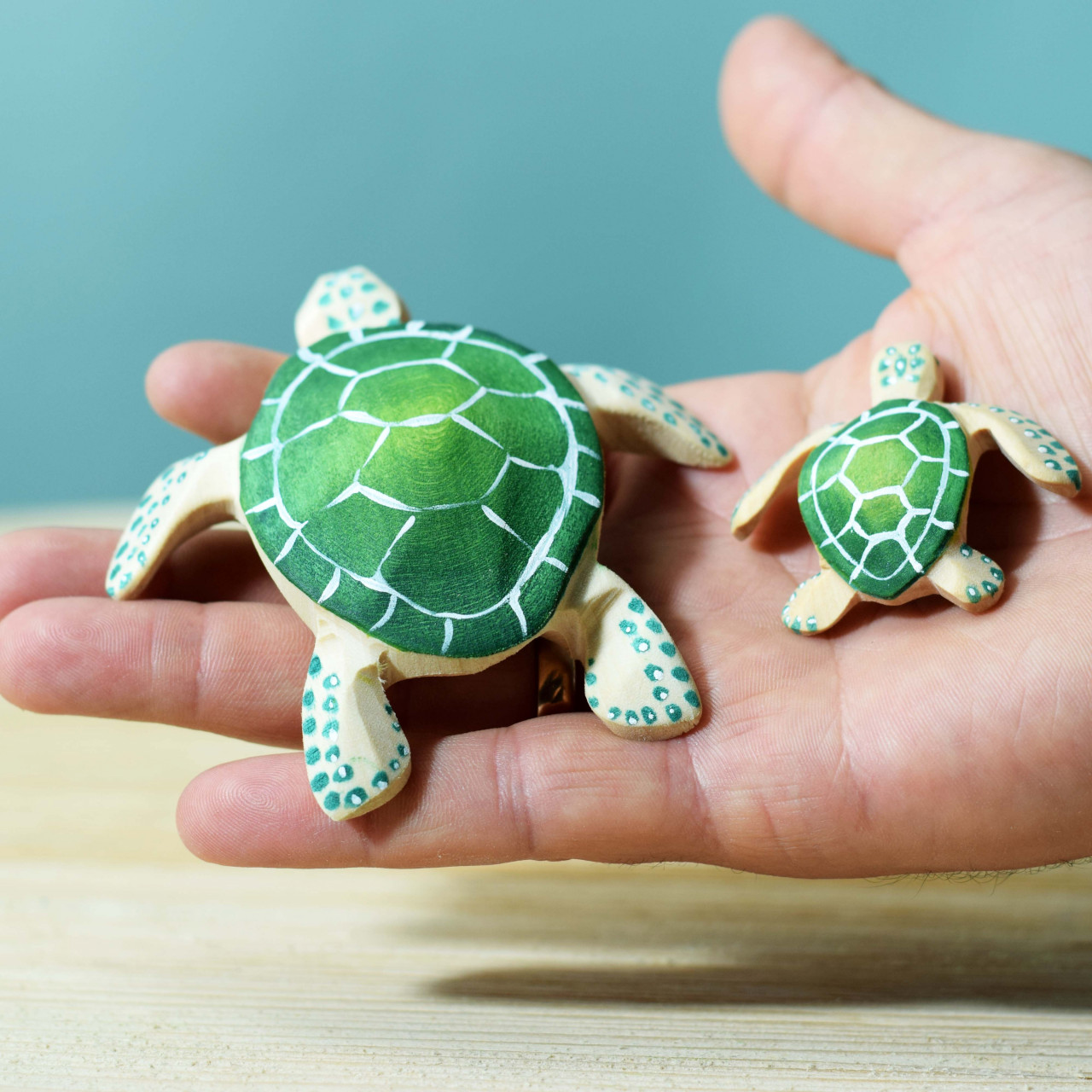 Turtle Green Figurine - Hand-Painted and Eco-Friendly by BumbuToys