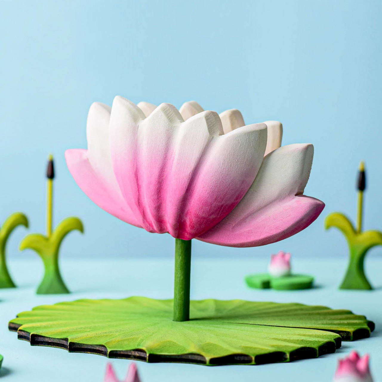 Wooden Lotus Flower Sculpture | Serene Decor | BumbuToys