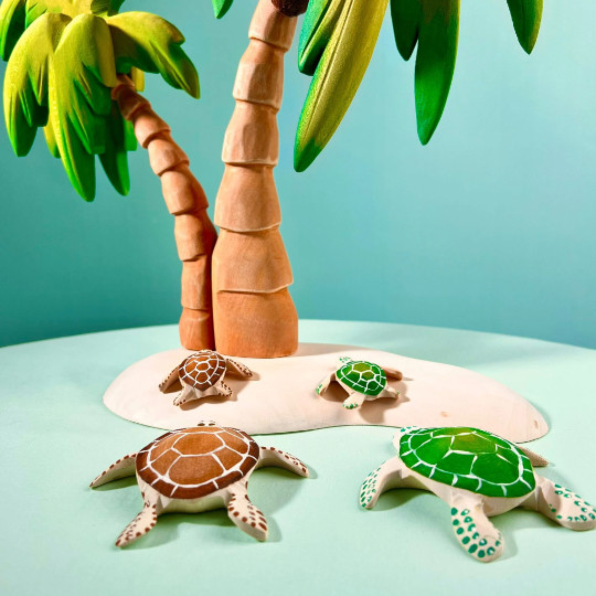 Turtle Green Figurine - Hand-Painted and Eco-Friendly by BumbuToys