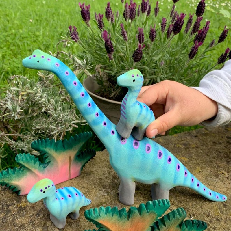 Brontosaurus Set | Handcrafted Wooden Dinosaur Collection | BumbuToys