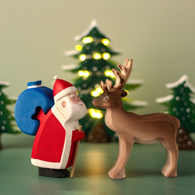 Wooden Reindeer Family Set – 4 Figures | Bumbu Toys