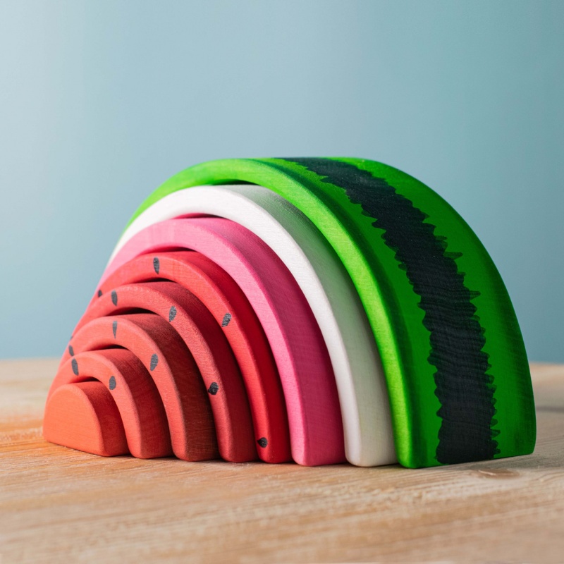 Wooden Watermelon Stacking Toy | BumbuToys' Summertime Fun Series