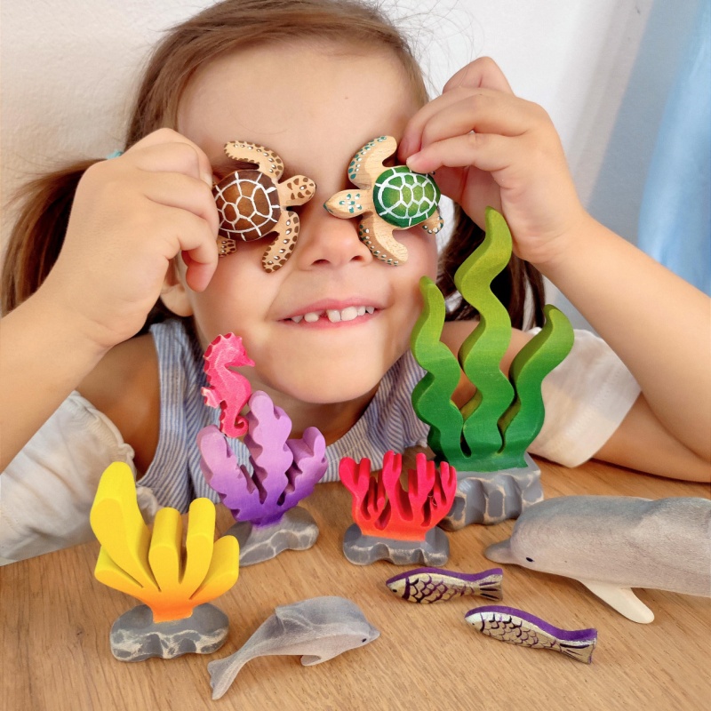 Deep of the Ocean Set | Handmade Wooden Marine Life Toys | BumbuToys