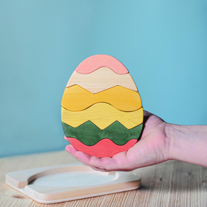 Wooden Egg Puzzle Stacker | BumbuToys' Spring Celebrations Collection