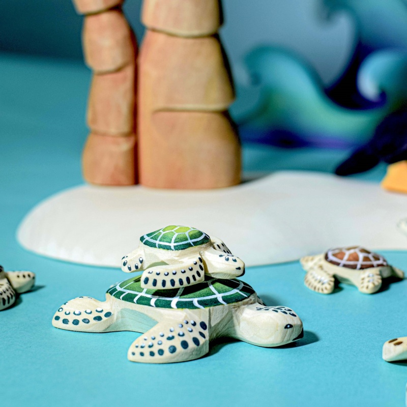 Turtle Green Figurine - Hand-Painted and Eco-Friendly by BumbuToys