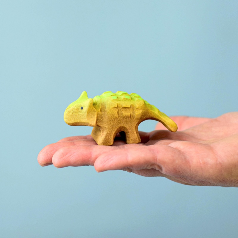Wooden Ankylosaurus Set | Handcrafted Waldorf Montessori Toy | Bumbu Toys