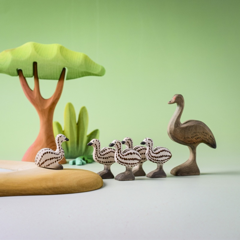Handcrafted Emu Family Wooden Toy Set for Kids | Bumbu Toys