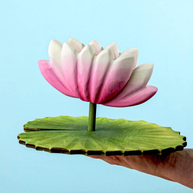 Wooden Lotus Flower Sculpture | Serene Decor | BumbuToys