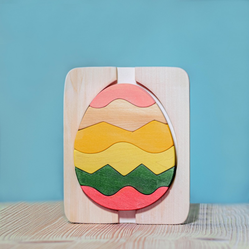 Wooden Egg Puzzle Stacker | BumbuToys' Spring Celebrations Collection