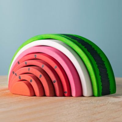 Wooden Watermelon Stacking Toy | BumbuToys' Summertime Fun Series