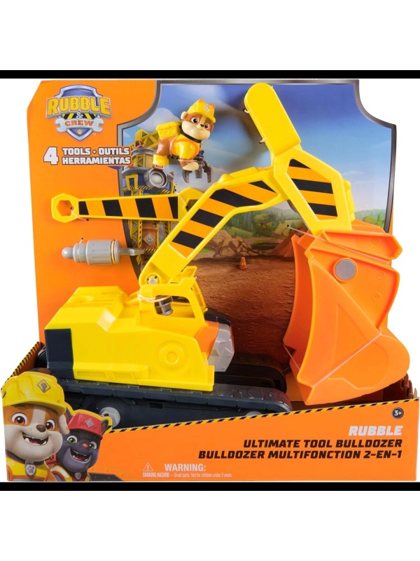 Set figurina si vehicul Paw Patrol - Rubble Crew, Rubble cu buldozer