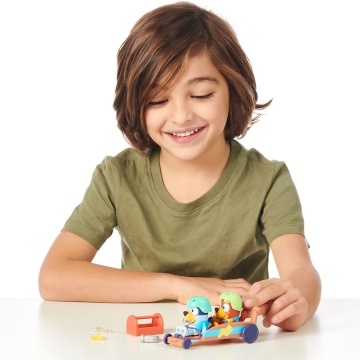 Set 2 figurine Bluey - Bluey & Rusty, Go-kart