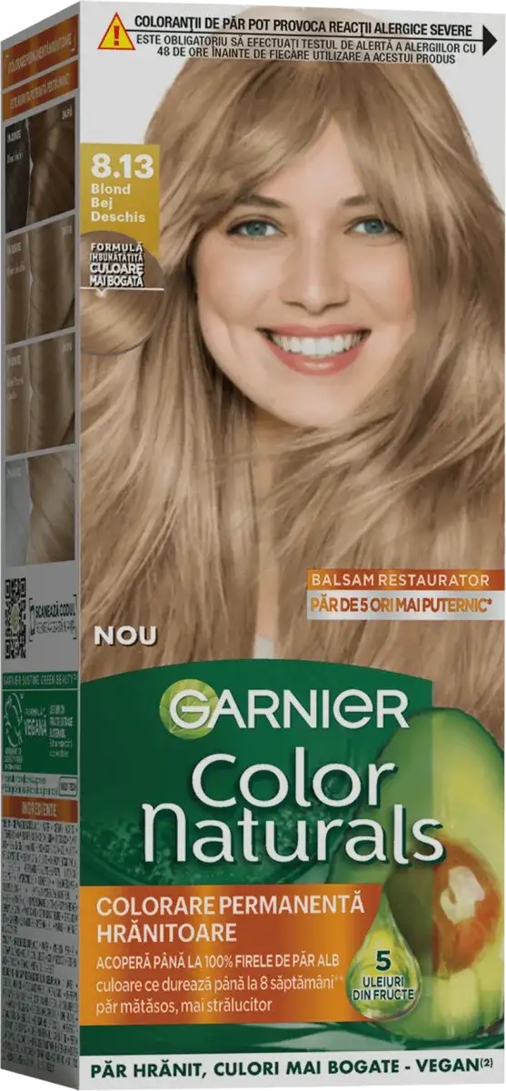 Vopsea de par permanenta 8.13 Blond Bej Deschis Garnier Color Naturals
