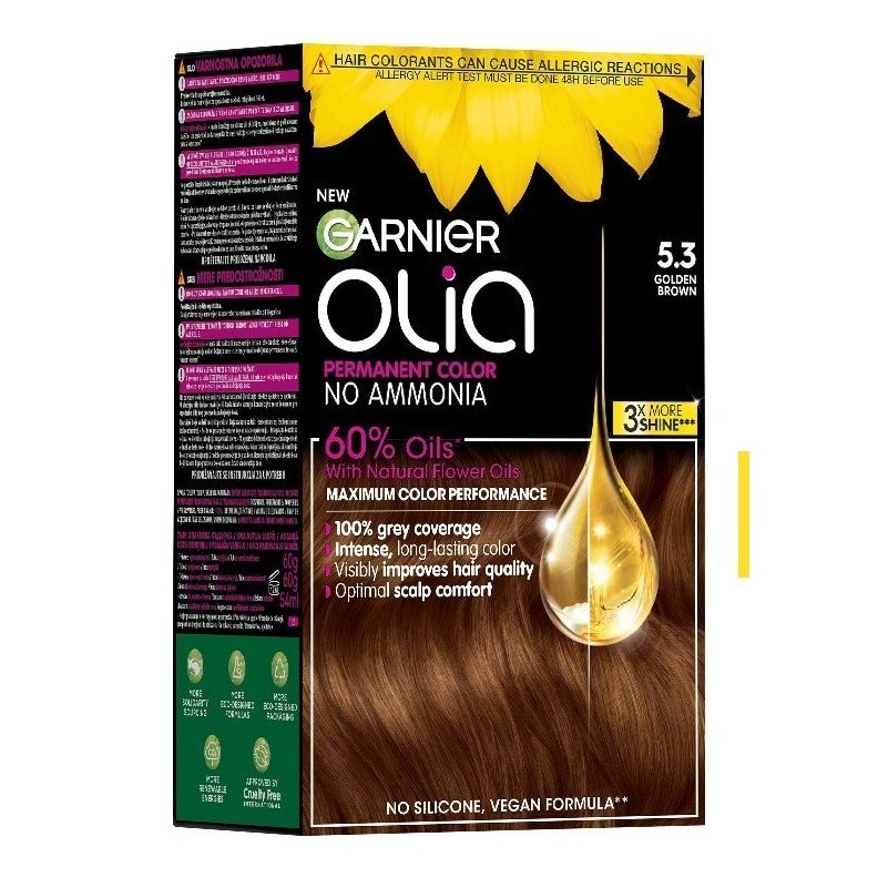 Vopsea de par permanenta fara amoniac Garnier Olia 5.3 Golden Brown