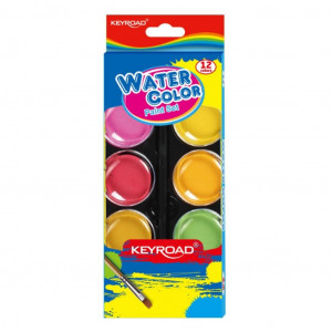 Acuarele 12 culori Keyroad + pensula