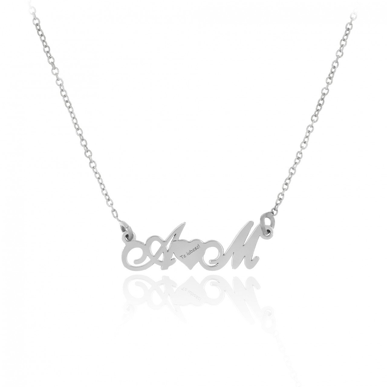 Colier din argint personalizabil cu initiala la alegere si coronita cu ...