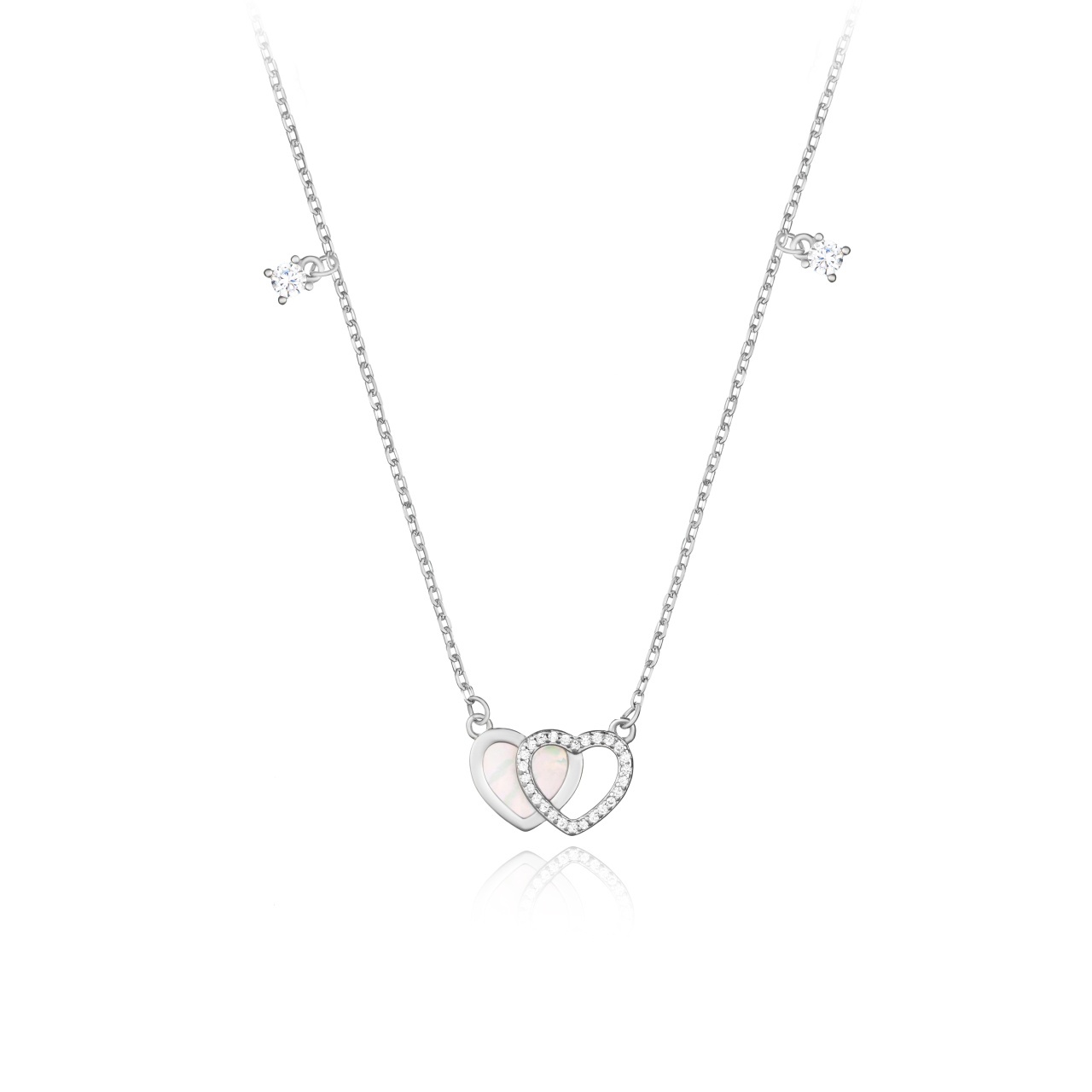 Colier din argint 925 cu cristale Double Hearts