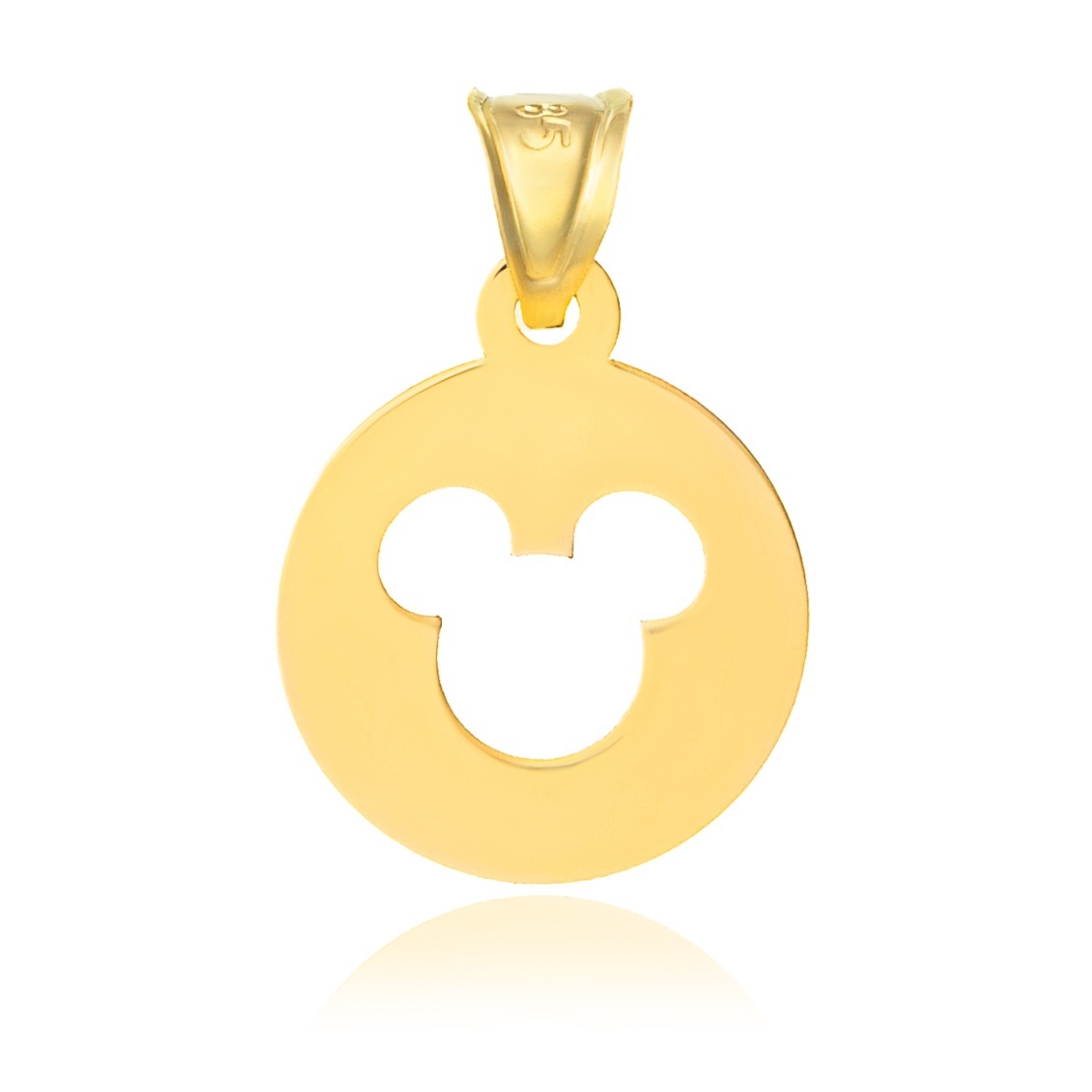 Pandantiv din aur 14k - soricel desene animate decupat in banut de 12mm